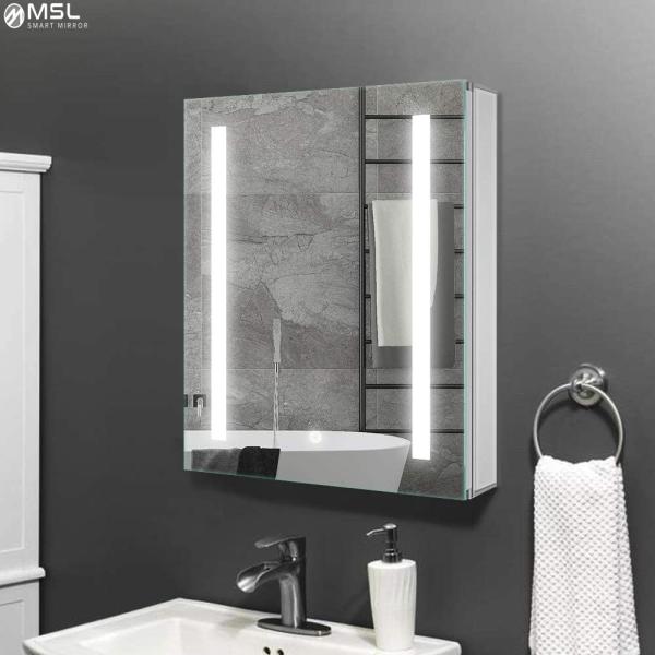 Quality 3000K - 6000K LED Illuminated Bathroom Cabinet Black Makeup Mirror Cabinet for sale
