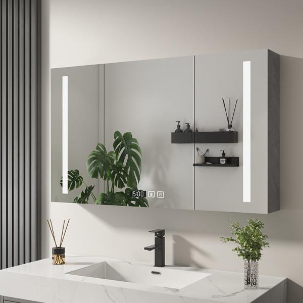 Quality Aluminum Frame LED Medicine Cabinet 3000K - 6000K 3 Doors Medicine Cabinet Modern for sale