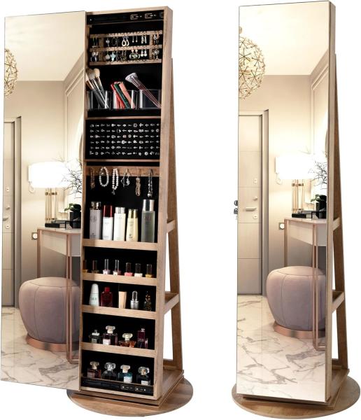 Quality 360° Swivel Jewellery Cabinet Mirror ‎Glass Rotating Mirror Cabinet Frameless for sale