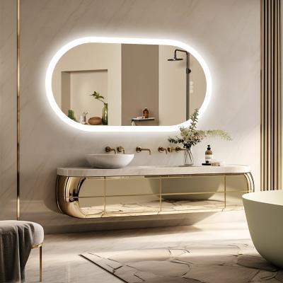 China Silver Hotel LED Mirror 6500K 3200K Aluminum Frame Mirror With Demister Pad for sale