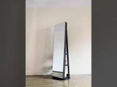 Armadio specchi a chiusura regolabile luci a LED Armadio gioielli marrone