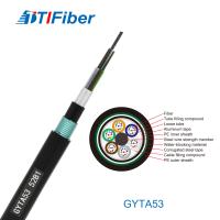 China GYTA53 Singlemode Fiber Optic Cable 12-144 Cores Black PE Sheath Direct Buried Duct FTTH for sale