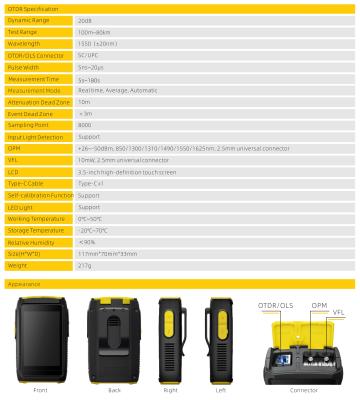 China Max. 80 Km Range Setting 3.5-Inch Multi-Touch Screen 1550 nm Wavelength MINI OTDR for sale