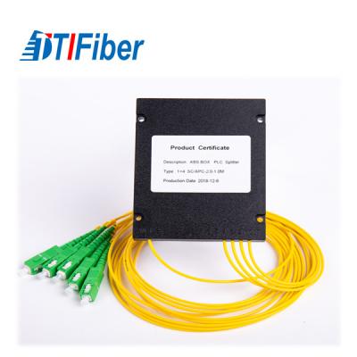 China Los ABS del divisor 1x4 SC/APC de la fibra óptica del sistema de FTTX encajonan longitud de onda de funcionamiento del PLC 1260-1650 en venta