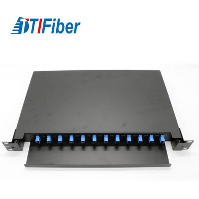 China Light Structure Fiber Optic Connection Box , Fiber Optic Patch Box 12 Cores 1U for sale