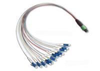 China 12-Core MTP/MPO to LC Fiber Optic Patch Cord with 0.35dB Insertion Loss and 4.5mm Diameter for Premise Installations for sale