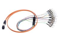 China 12-Core MTP/MPO to LC Fiber Optic Patch Cord with 0.35dB Insertion Loss and 4.5mm Diameter for Premise Installations for sale