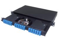 China 1U Rack Mounted MPO Fiber Optic Patch Panel - 12 Cassette Capacity, 1.2mm Cold Rolled Steel Construction for sale