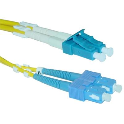 China Cordón a dos caras con varios modos de funcionamiento del cable del remiendo de la fibra óptica FTTH del Lc-Sc SM Os2 9/125um del descenso al aire libre interior del duplex en venta