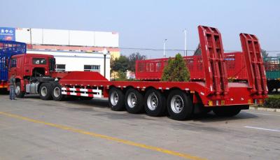 China 4 Axles 100 Tons Low Bed Truck Trailer For Crane Transportation Red for sale