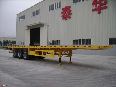 China 40 Foot High Flat Bed Semi Trailer With 3 Axles For Carry Container Or Cement Bags for sale