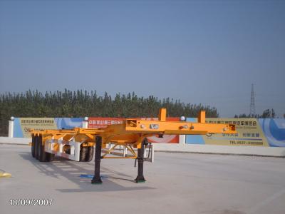 China Double Axles Flat Bed Semi Trailer With Dual Line Braking System For Transport for sale