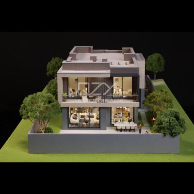 China 1:50 Modelo de villa realista a escala con iluminación LED en venta