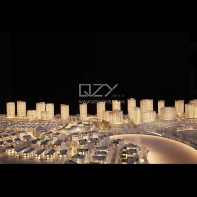 China 1:800 White Architectural Concept Model with Warm Lighting for sale