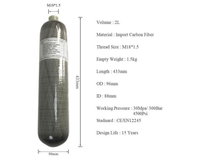 6.8L 300bar Composite Air Cylinder Filled by Compressor 4500psi Carbon Fiber Cylinder Scuba Tank