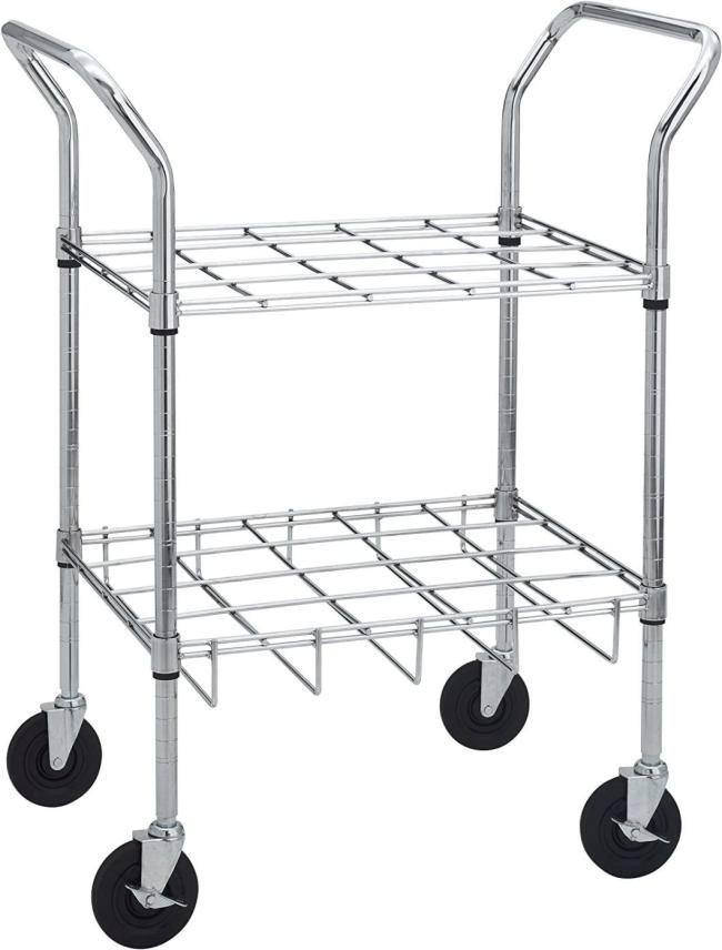Dual D / E Oxygen Cylinder Cart W / Adjustable Handle &amp; Durable Powder - Coated Finish