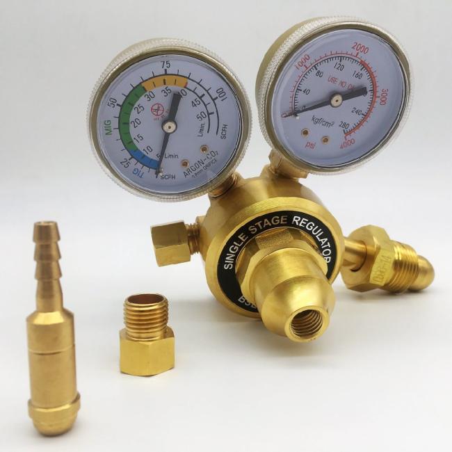 Weld Acetylene Regulator Welding Gas Gauges Cga-200 Rear Inlet with 9/16&quot;-18 Outlet and Hose Connector