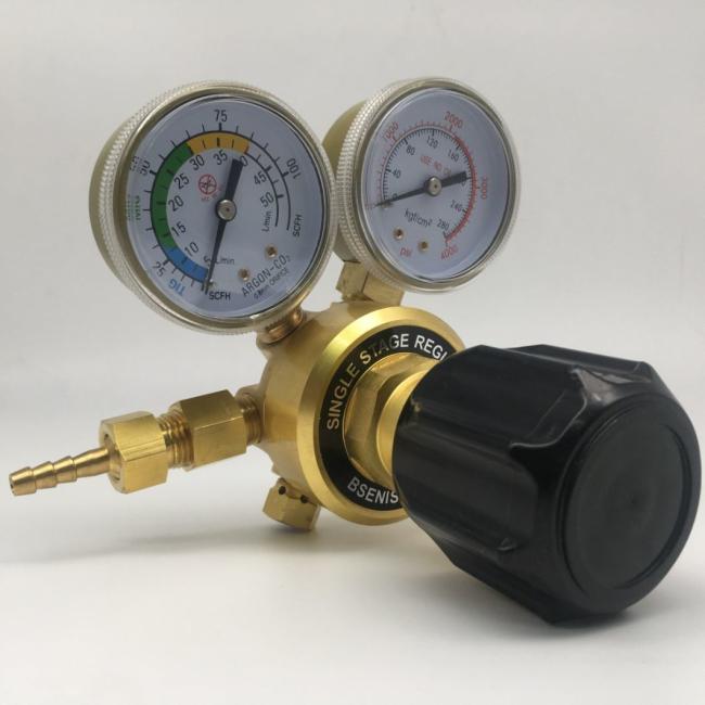Weld Acetylene Regulator Welding Gas Gauges Cga-200 Rear Inlet with 9/16&quot;-18 Outlet and Hose Connector