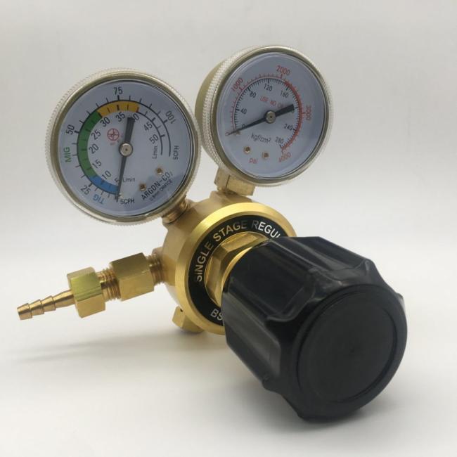 Weld Acetylene Regulator Welding Gas Gauges Cga-200 Rear Inlet with 9/16&quot;-18 Outlet and Hose Connector