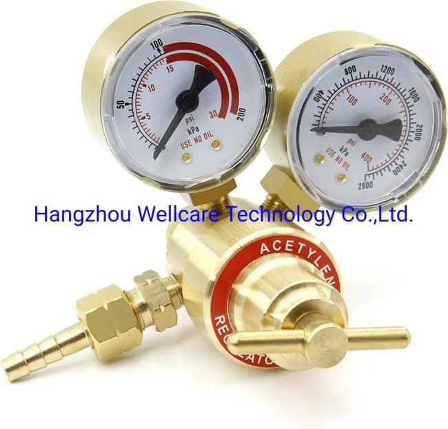 Weld Acetylene Regulator Welding Gas Gauges Cga-200 Rear Inlet with 9/16&quot;-18 Outlet and Hose Connector