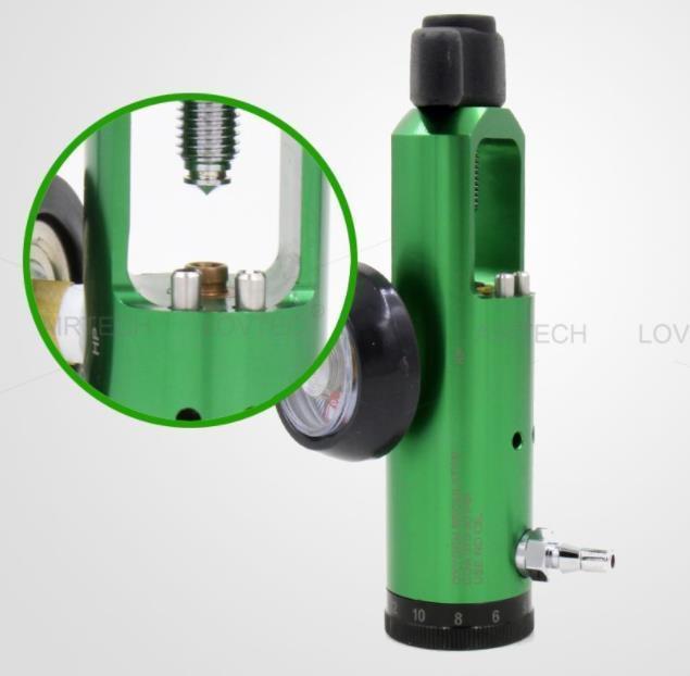 Best Valued Mini Oxygen Regulator, 0-8 Lpm, 540 Cga Connector, Brass Sleeve