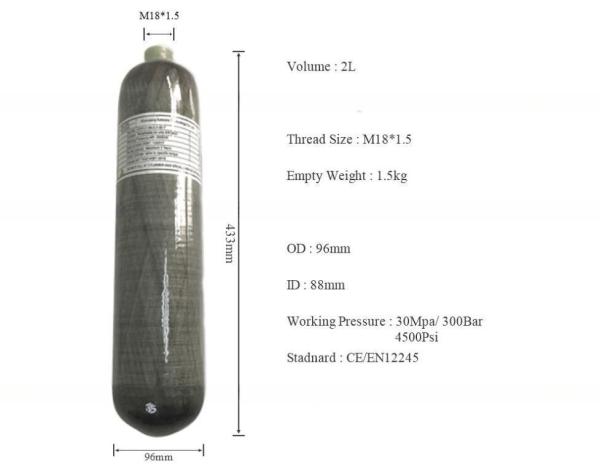 Quality 6.8L 300bar Composite Air Cylinder Filled by Compressor for Carbon Dioxide Gas for sale