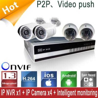 Cina La mini cupola del IP di Onvif 4CH 720P 4pcs e corredo metallici del sistema NVR della macchina fotografica della pallottola sostengono la rilevazione di moto in vendita
