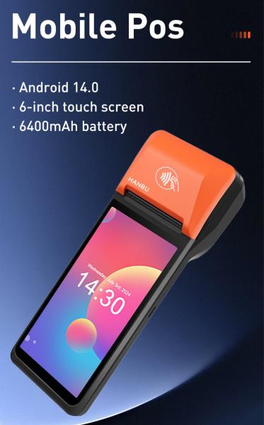 Quality Android 14 Handheld POS Terminal 5.99 Inch Bluetooth POS Machine 3GB Ram 32GB Rom for sale