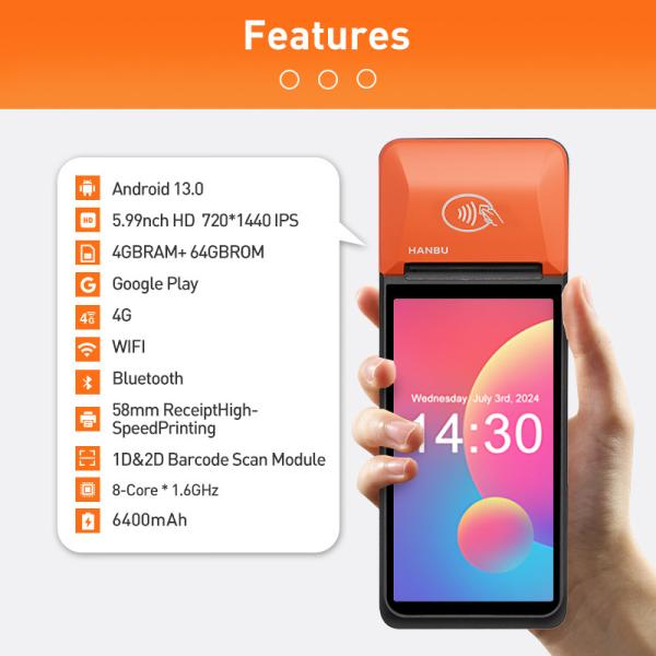 Quality 3GB Ram 16GB Rom POS Smart Terminal 8 Inch GPS POS Machine With 58 Thermal for sale