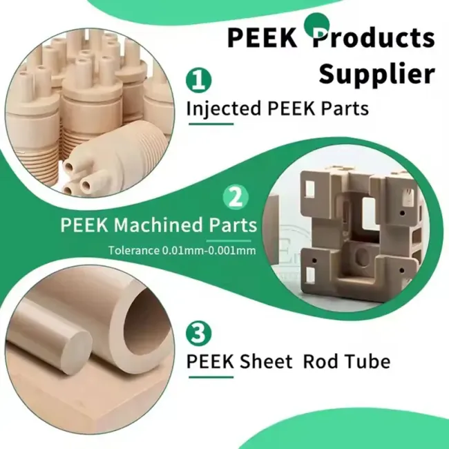 Custom Peek Parts Plastic Screw Bolt Peek by Injection and Machining for Aerospace, Semiconductor and Food Processing Industries