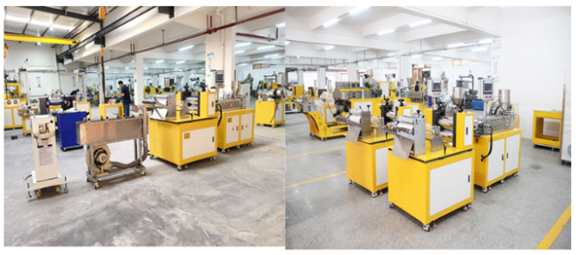 Close-up view of injection molding machine components