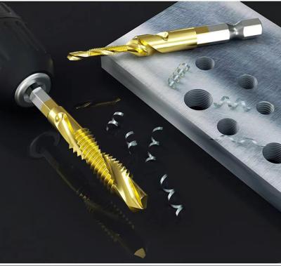 China High Speed Steel 3-in-1 Combination Drill Tap with Hex Shank for CNC Machining M3-M10 Model for sale