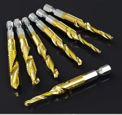 China High Speed Steel 3-in-1 Combination Drill Tap with Hex Shank for CNC Machining M3-M10 Model for sale