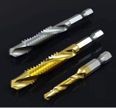 China High Speed Steel 3-in-1 Combination Drill Tap with Hex Shank for CNC Machining M3-M10 Model for sale