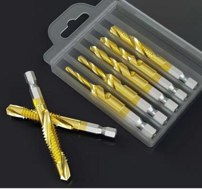China High Speed Steel 3-in-1 Combination Drill Tap with Hex Shank for CNC Machining M3-M10 Model for sale