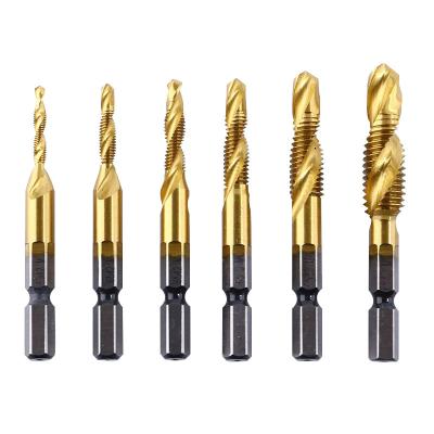 China High Speed Steel 3-in-1 Combination Drill Tap with Hex Shank for CNC Machining M3-M10 Model for sale