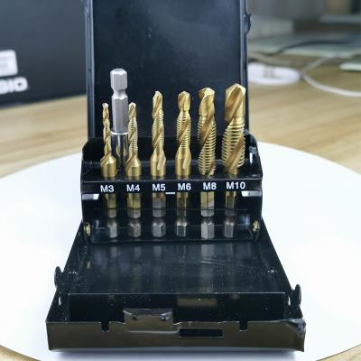 China High Speed Steel 3-in-1 Combination Drill Tap with Hex Shank for CNC Machining M3-M10 Model for sale