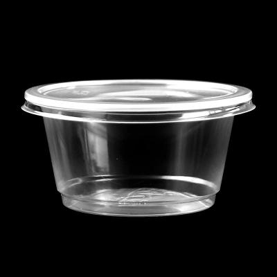China Custom PET Sauce Cup With Lid Disposable Condiment Container for sale