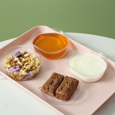 China Custom PET Sauce Cup With Lid Disposable Condiment Container for sale