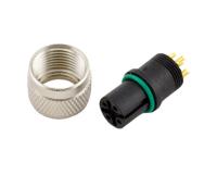 China 3p Socket Welding M12 Right Angle Connector Anti - Vibration Locking Screw Design for sale