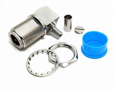 Cina Angolo retto femminile d'argento di N Jack Bulkhead Radio Frequency Connector per il cavo di RG58 LMR195 in vendita