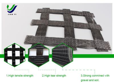 China High Strength Warp Knitted Polyester Geogrid To Reinforced Roads And Railways for sale