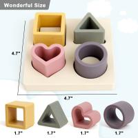 China safety Soft Teething Toys Geometry Pattern Silicone Stacking Toy for sale
