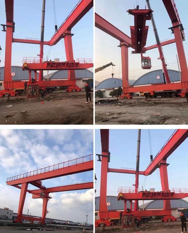 Rail mounted gantry crane operating in container yard