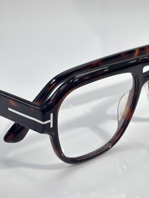 China Tm Ford Retro Double Bridge Aviator Optical Eyeglass Frame for Men, Hand Polished Acetate Full Rim Frame, Iconic T Logo on Temple, Clear Demo Lenses, Fashion Prescription Ready Eyewear Prescription for sale