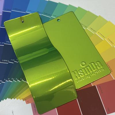 China Reflective Chrome Lime Green Illusion Powder Coating Neon Apply Green Powder Coat for sale