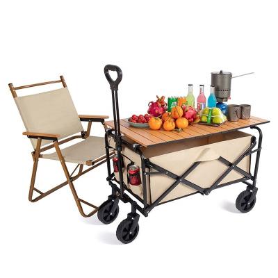 China 80L Folding Wagon Cart with 5" PVC Wheels and Adjustable Handle for sale