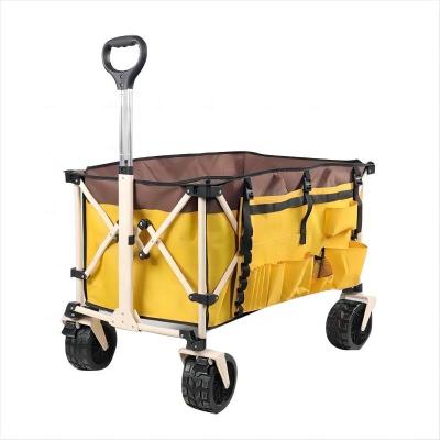 China 150KG Capacity 4-Wheel Steel Frame Folding Camping Cart for sale