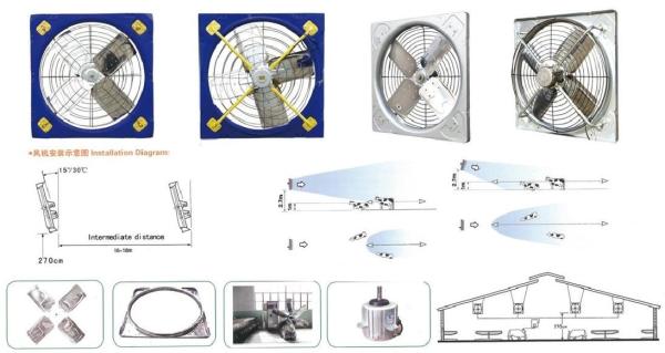 Quality Steel Frame Exhaust Cooling Fan Cattle Sheds Dairy Cow House Hanging Type Suspension for sale