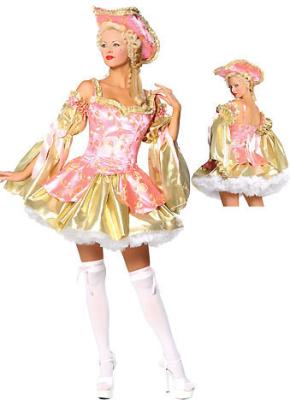 China Wholesale Old Fashion Costumes Golden Pink Marie Antoinette for Halloween by Satin and Brocade XXS to XXXL Available for sale